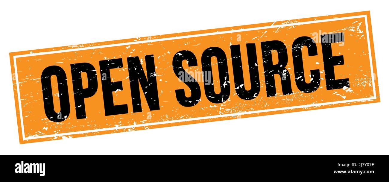 OPEN SOURCE text on black orange grungy rectangle stamp sign Stock ...