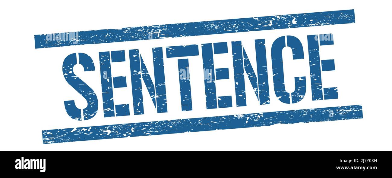SENTENCE text on blue grungy lines stamp sign Stock Photo - Alamy