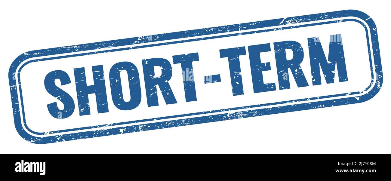 SHORT-TERM text on blue grungy vintage rectangle stamp Stock Photo - Alamy