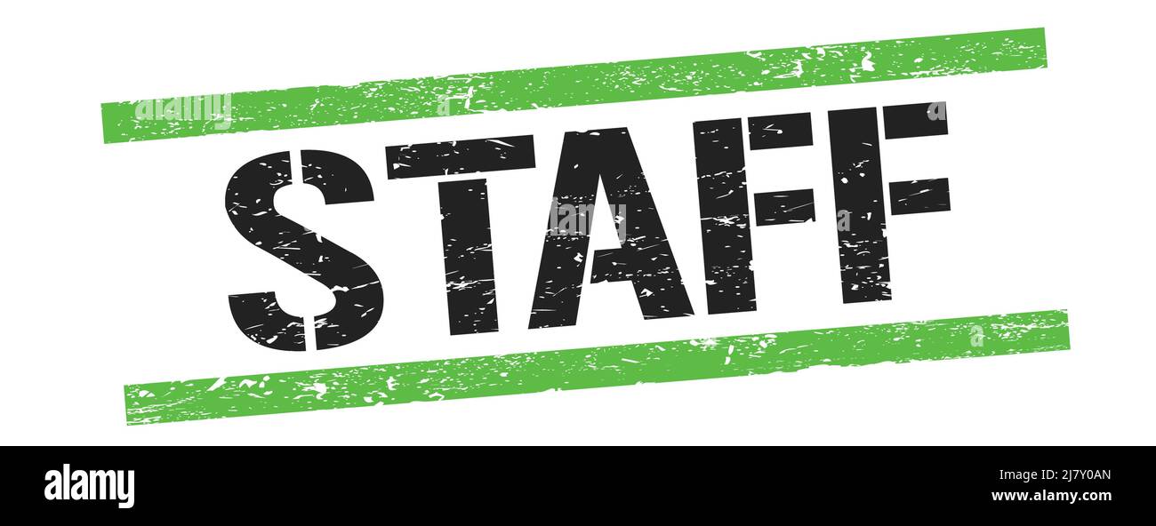 STAFF text on black green grungy lines stamp sign Stock Photo - Alamy