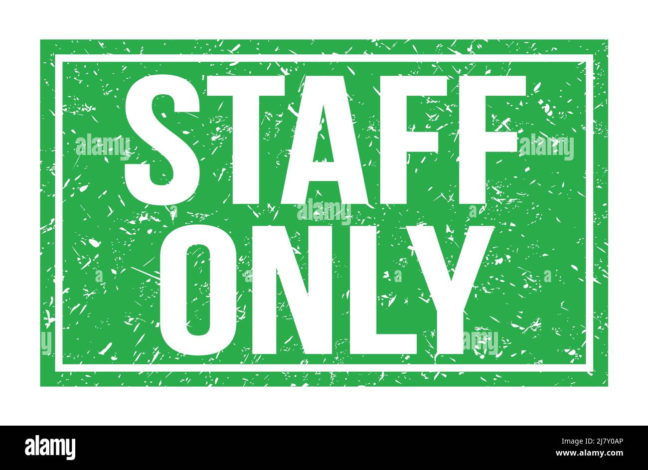 STAFF ONLY, words written on green rectangle stamp sign Stock Photo - Alamy