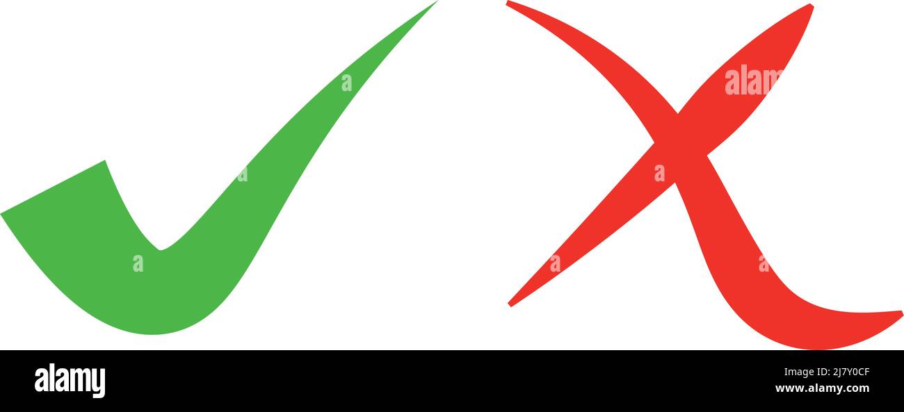 A set of check mark and cross mark icons. Affirmative and negative ...