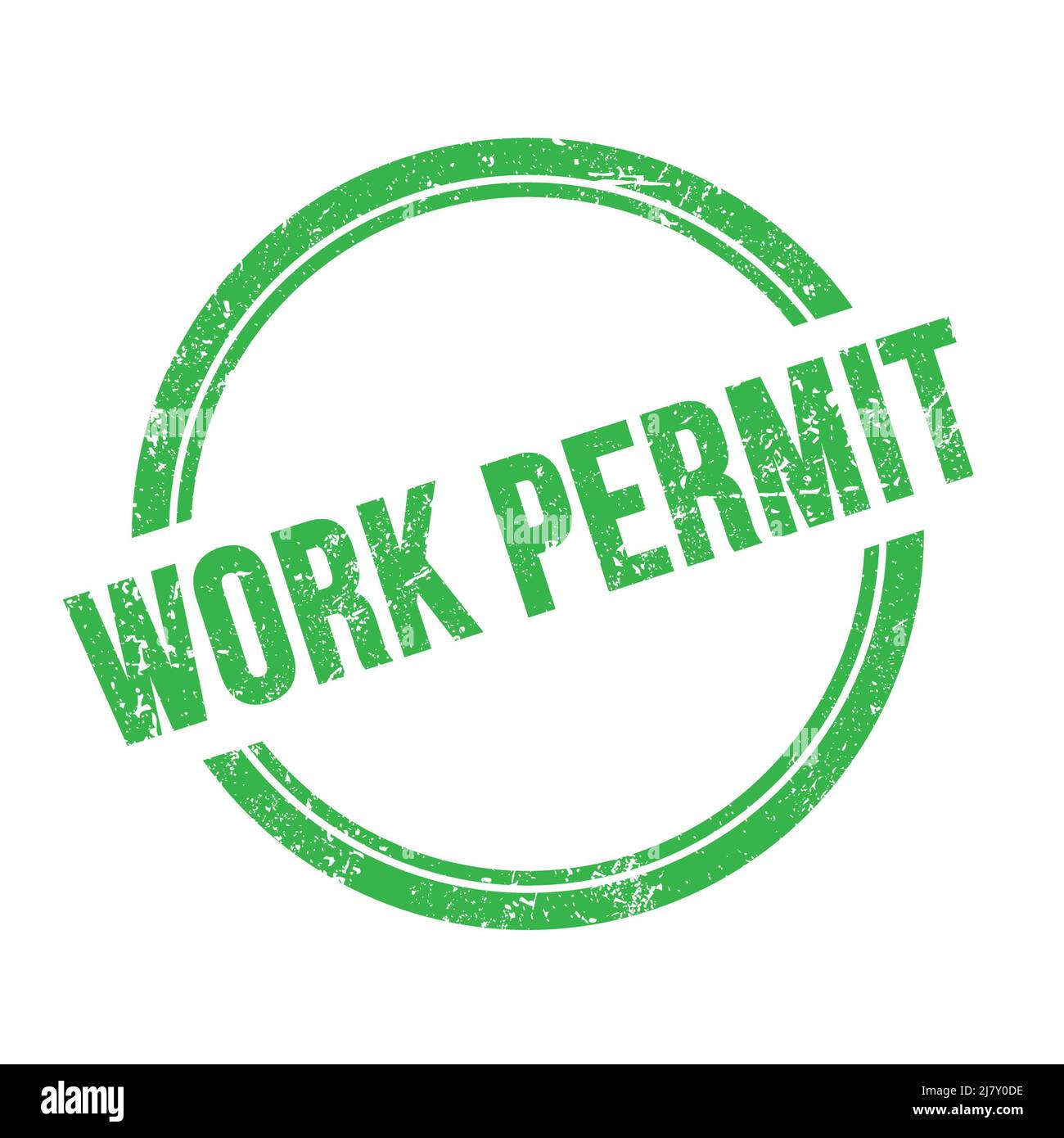 WORK PERMIT text written on green grungy vintage round stamp Stock ...