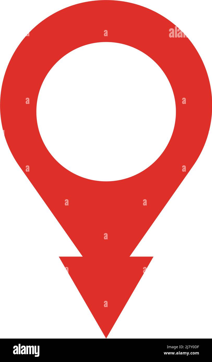 Red map pin icon. Arrow-shaped needlepoint. Editable vector Stock ...