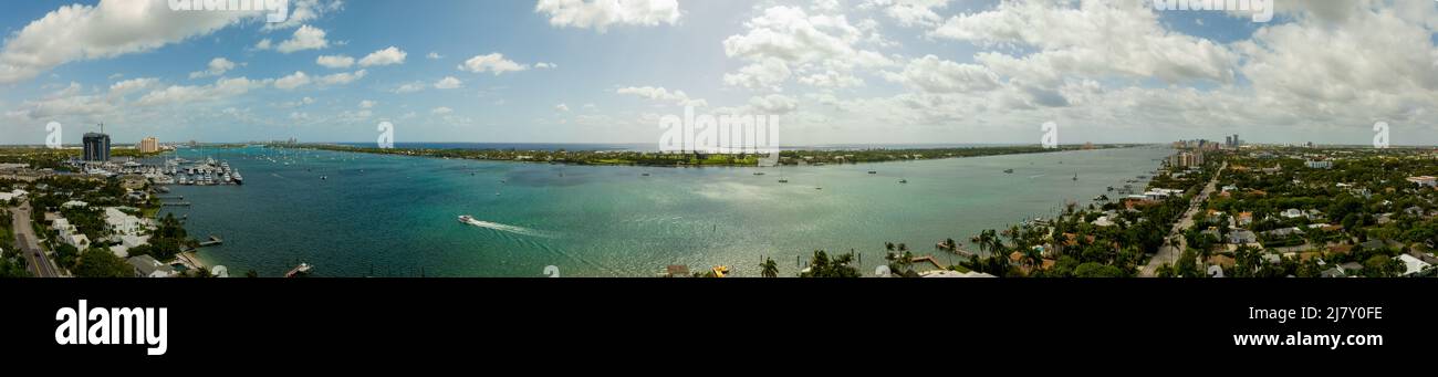 Aerial panorama Intracoastal Waterway West Palm Beach FL Stock Photo ...