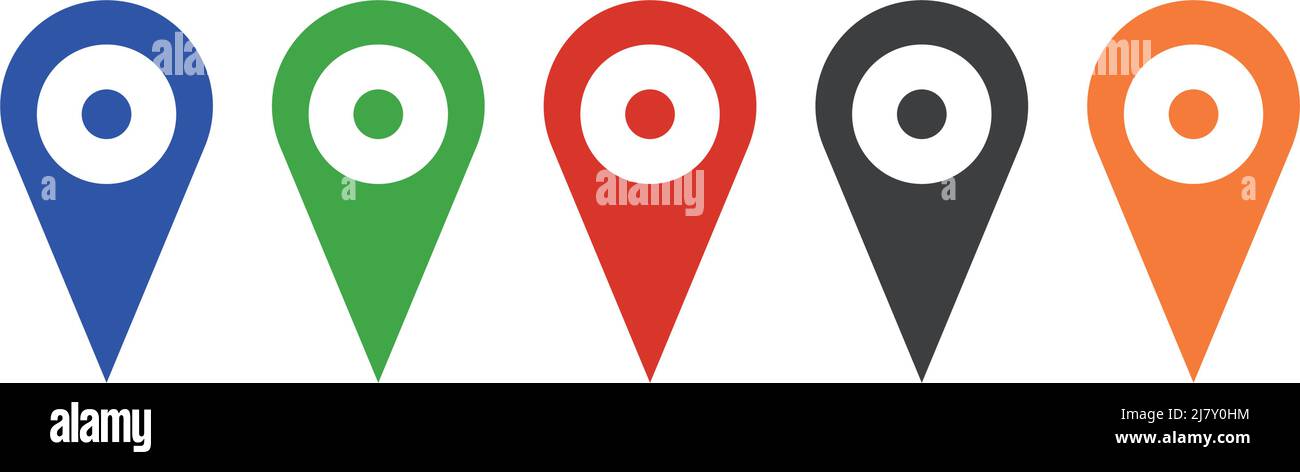 Colorful map pin icon set. Indicate map location. Editable vector Stock Vector Image & Art - Alamy