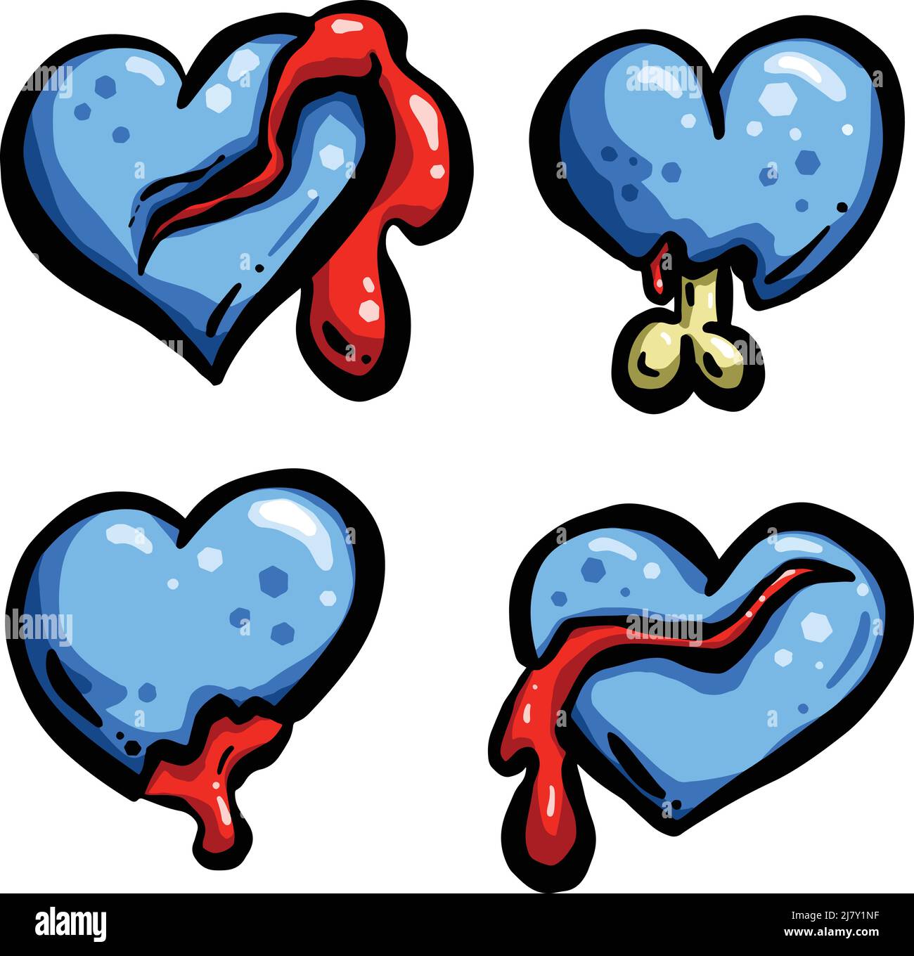 Zombie Cartoon Love Heart with Blood and Bones for Halloween Stock ...