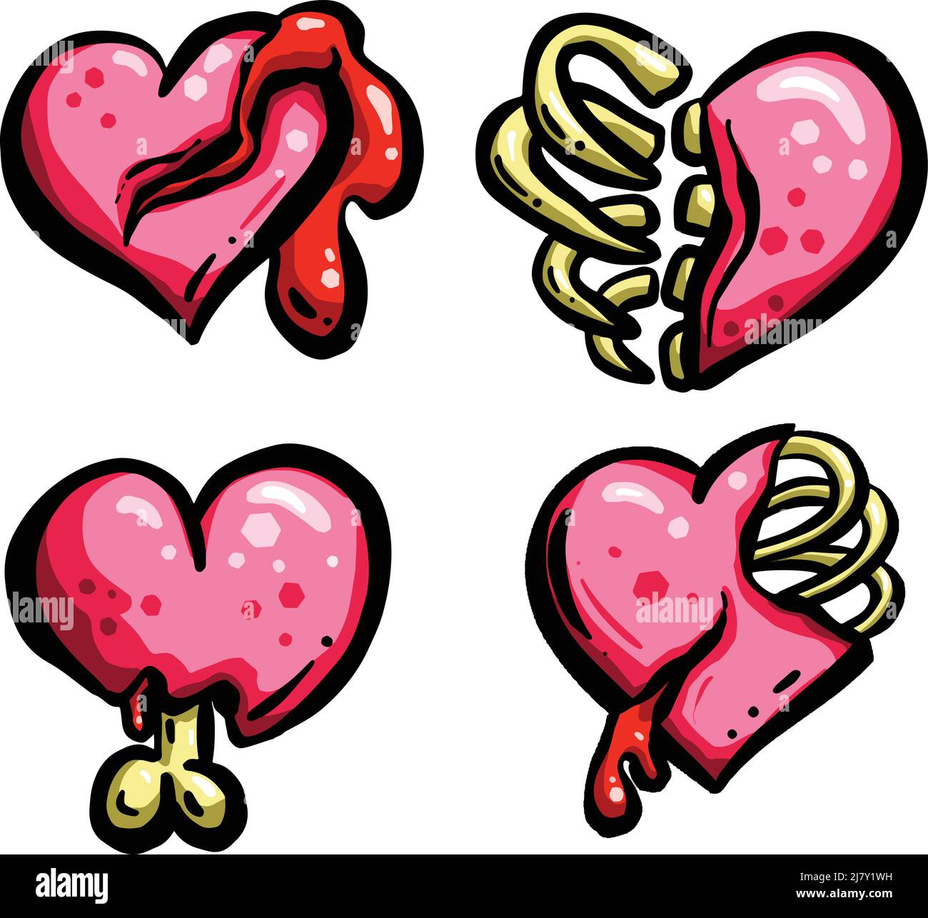 Zombie Cartoon Love Heart with Blood and Bones for Halloween Stock ...
