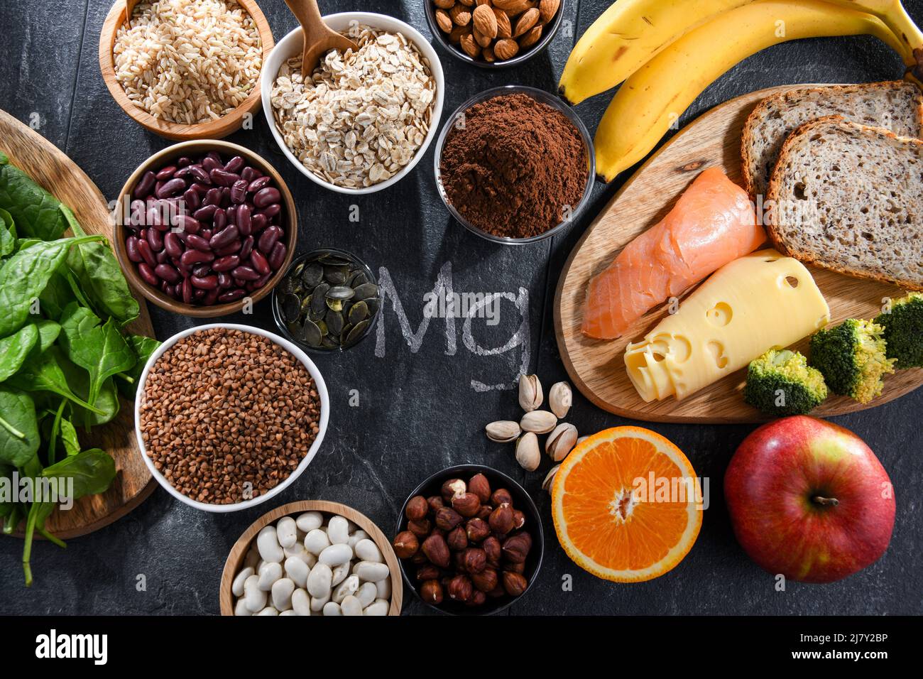 Composition with food products rich in magnesium Stock Photo - Alamy