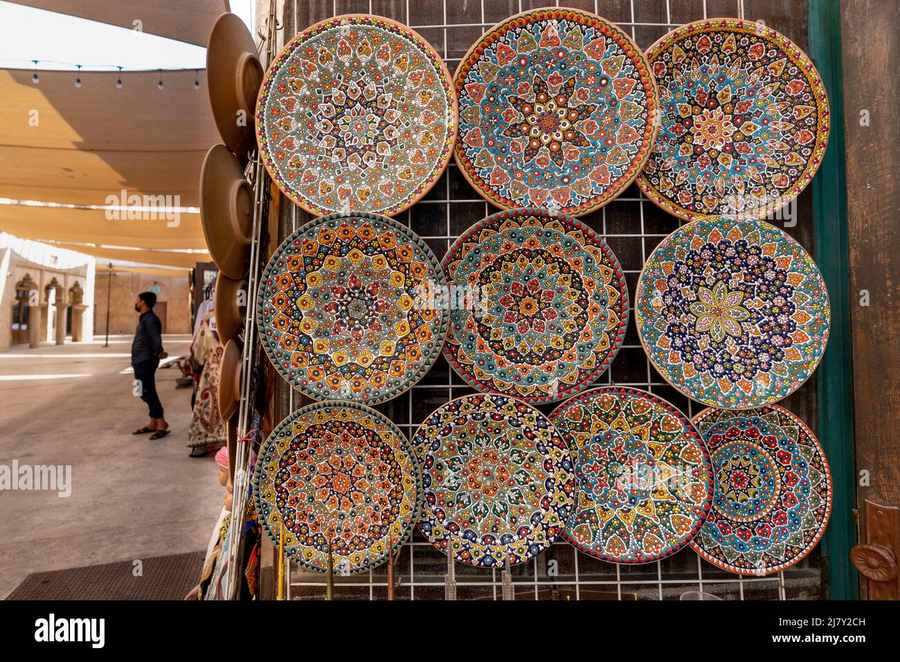 Market of traditional goods in old town Dubai, United Arab Emirates ...
