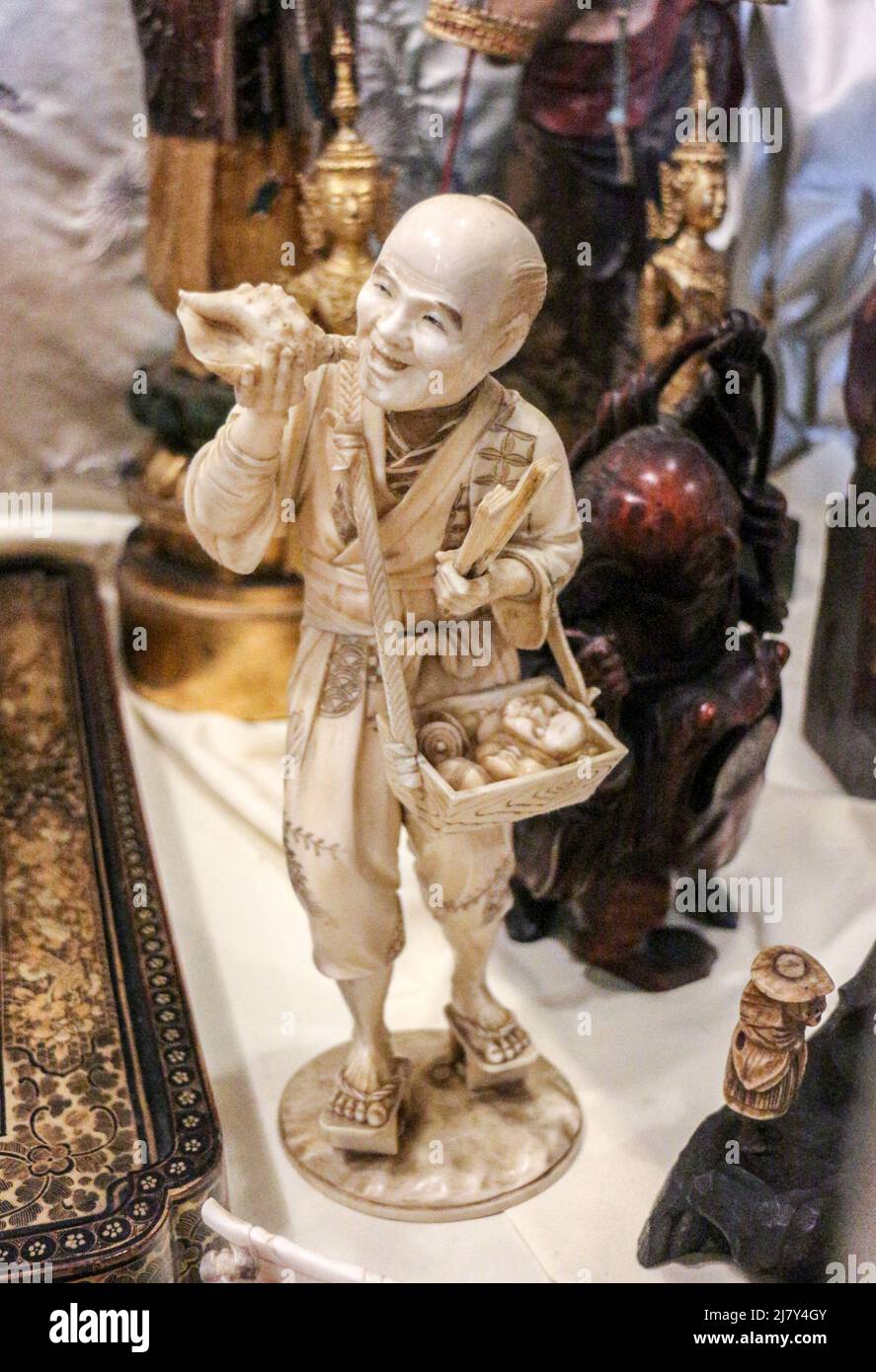 Japanese Ox Bone Okimono Statue