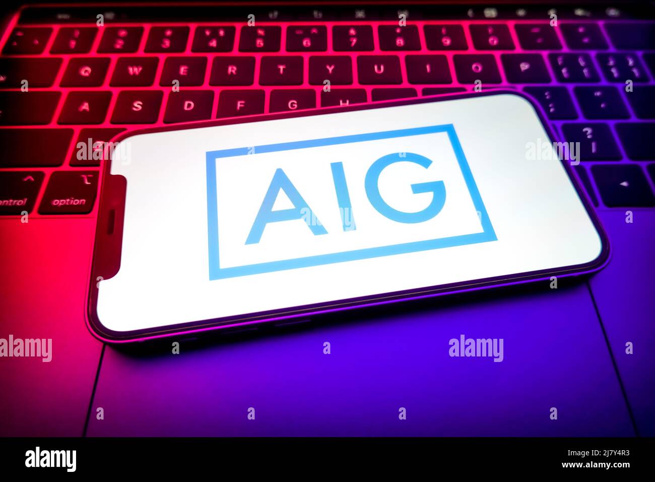 In this photo illustration, an American International Group (AIG) logo ...