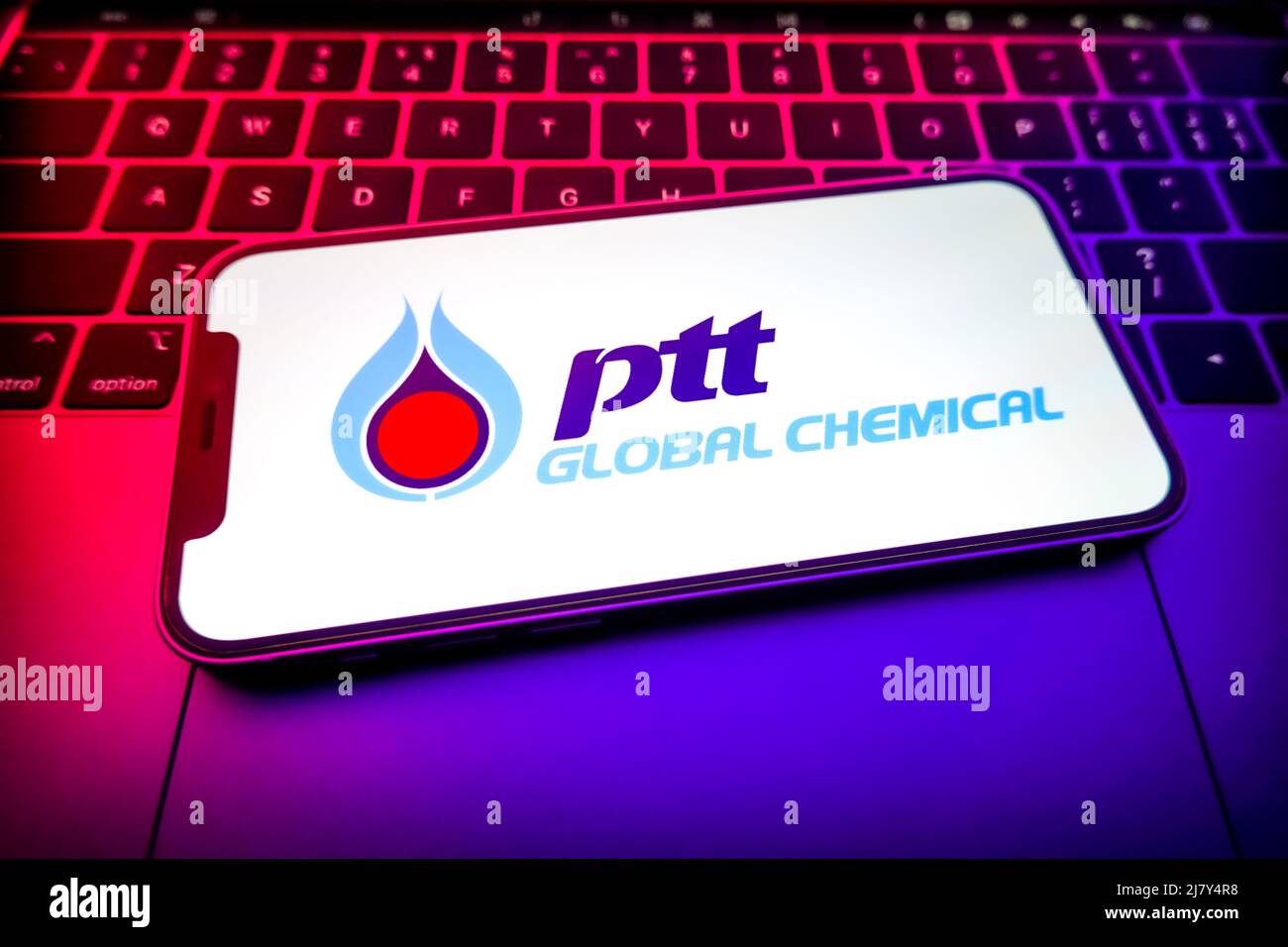 In this photo illustration, a PTT logo is displayed on the screen of a ...
