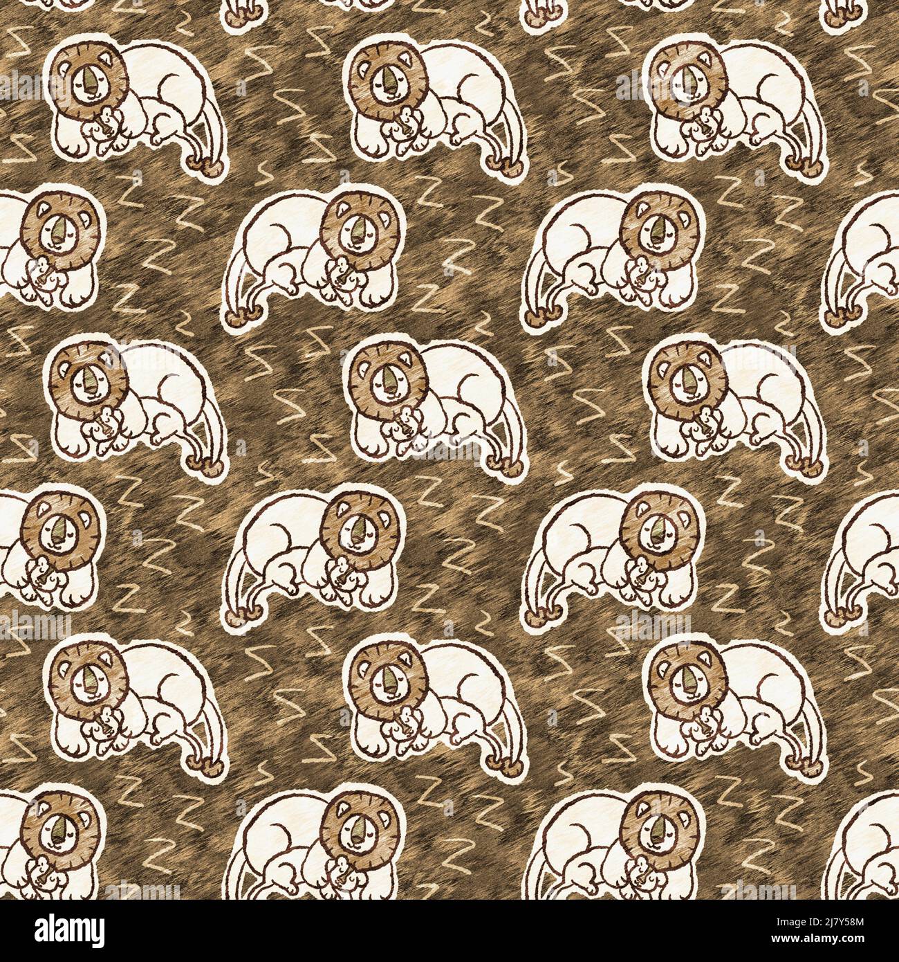 Cute safari lion wild animal pattern for babies room decor. Seamless ...