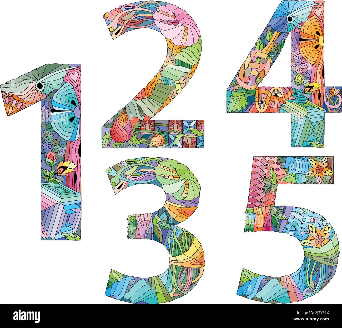 Hand-painted art design. Hand drawn illustration for decoration. Number ...