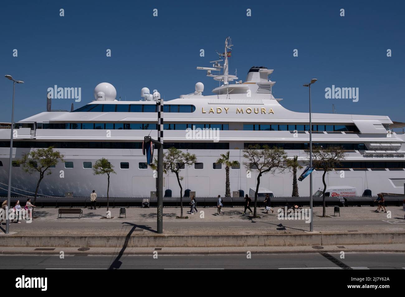 The luxurious private yacht Lady Moura is seen docked at the port of ...