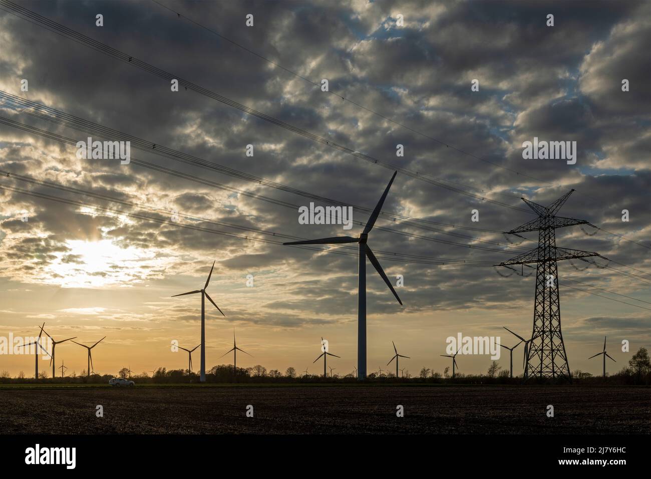 Pylon and wind turbines hi-res stock photography and images - Alamy