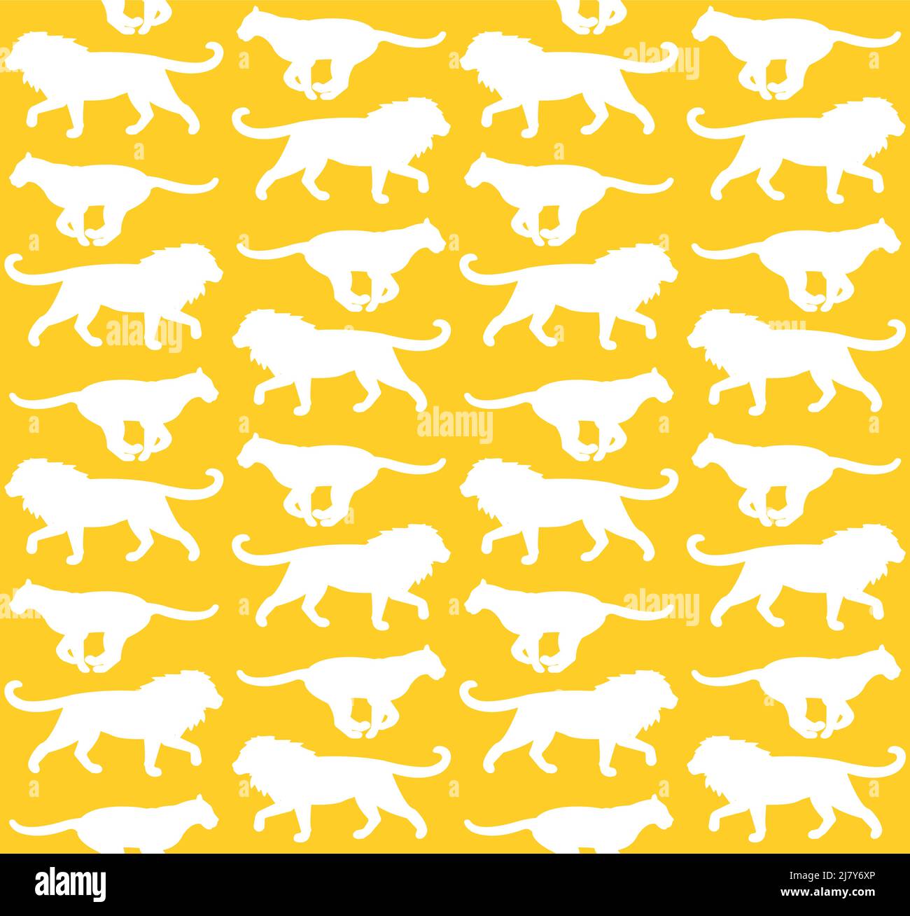 Vector seamless pattern of flat lion and lioness silhouette isolated on ...
