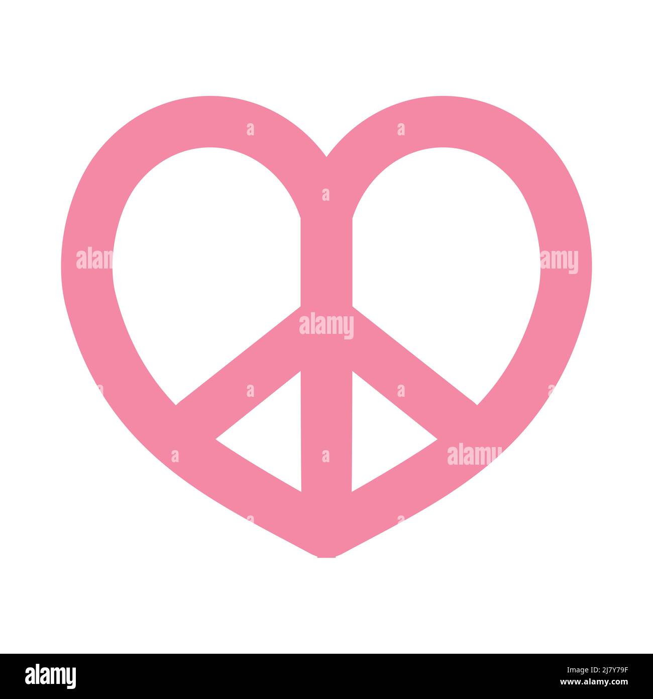 Vector flat pink heart peace sign isolated on white background Stock ...