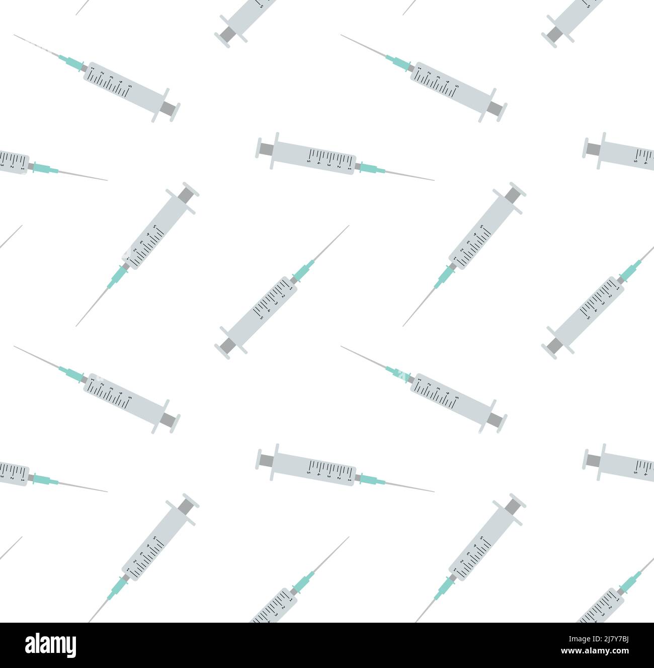 Vector seamless pattern of flat syringe isolated on white background ...