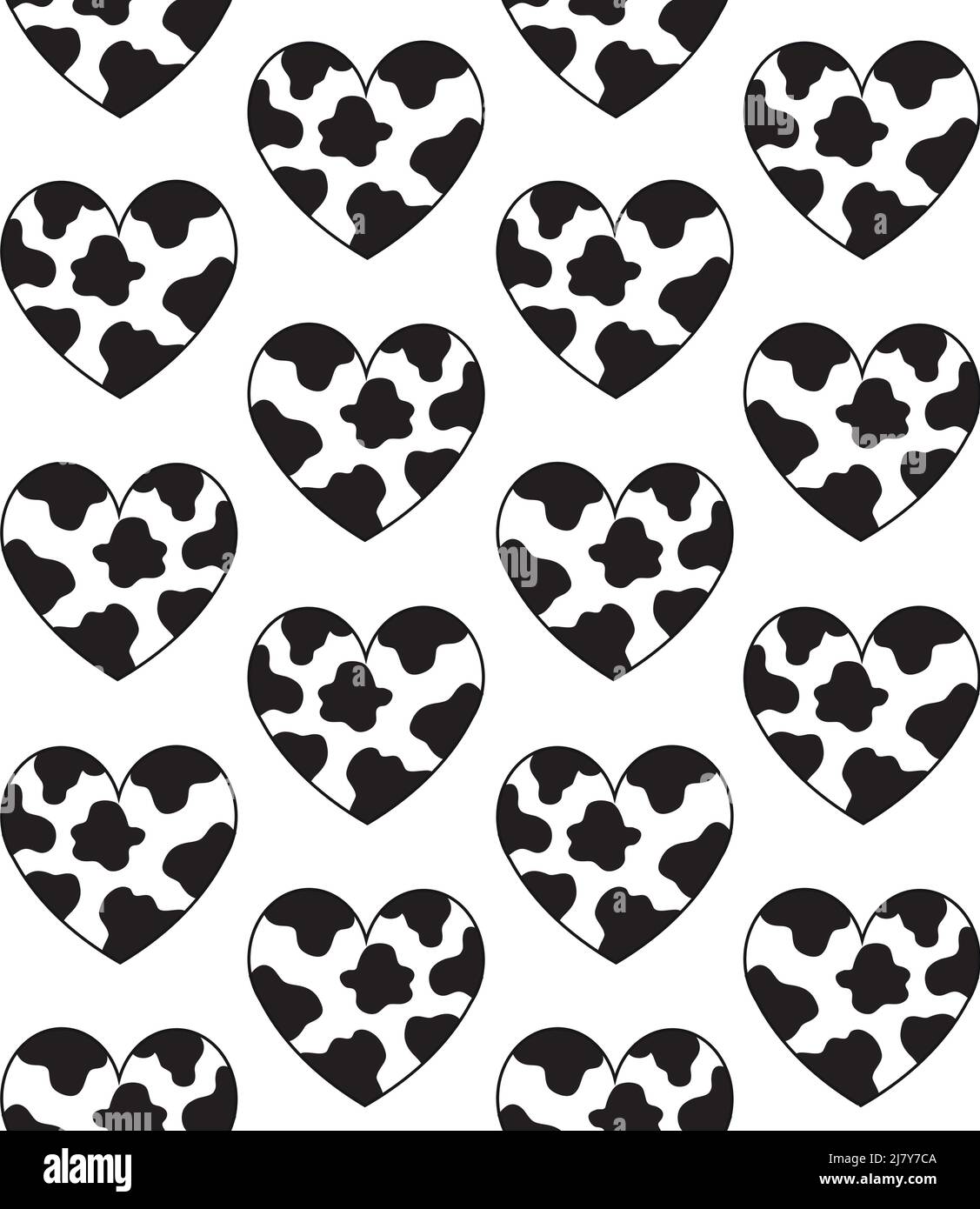 Vector seamless pattern of flat heart with cow spotted fur texture ...