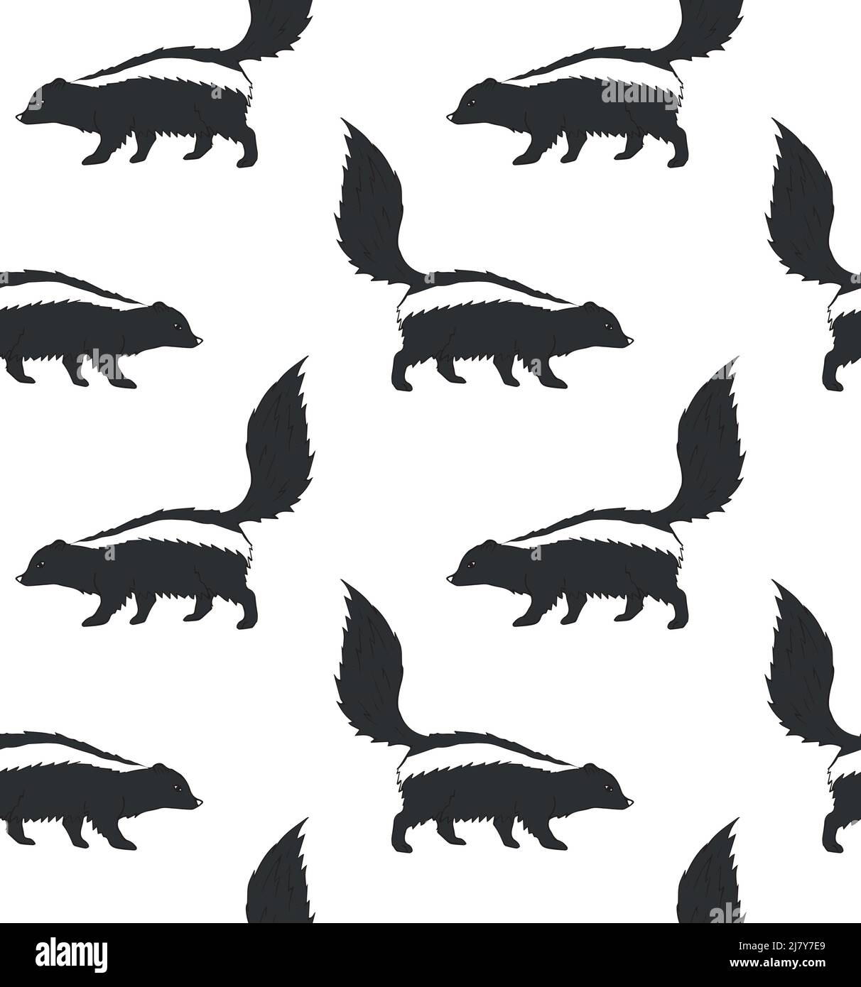 Vector seamless pattern of hand drawn doodle sketch colored skunk ...