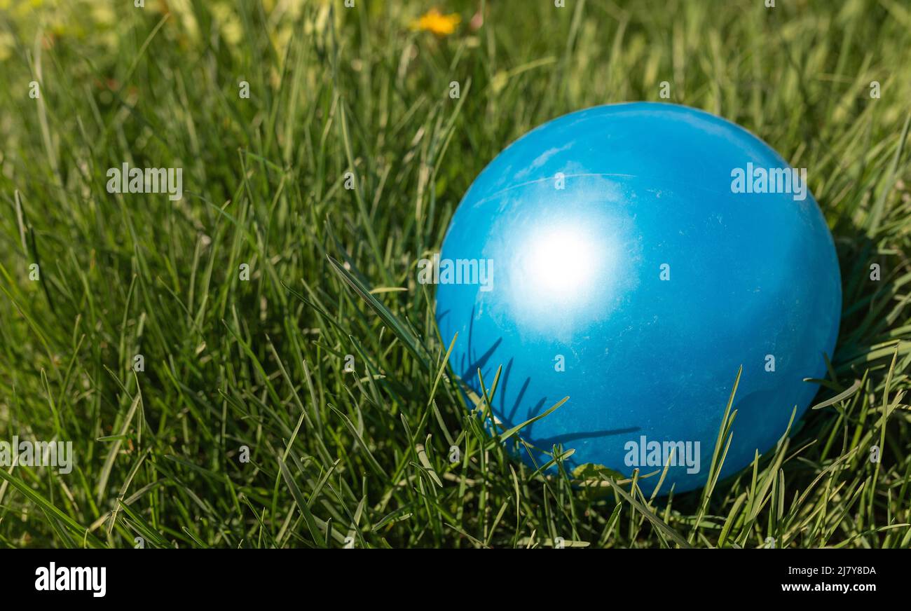 blue ball in green grass Stock Photo - Alamy