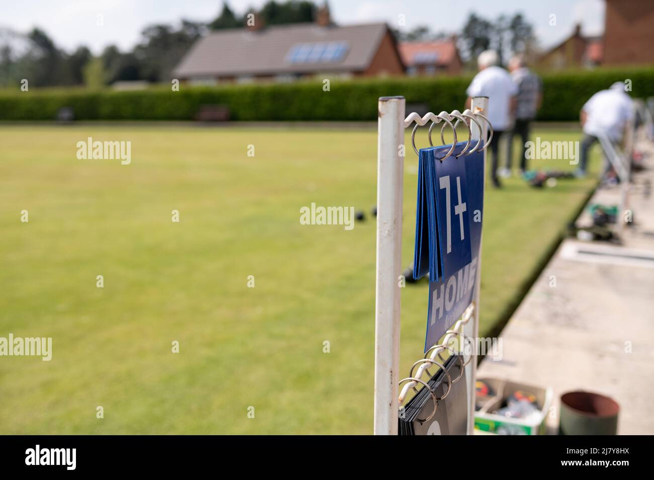 scores at Bowling on green close up low angle british summer sport uk ...