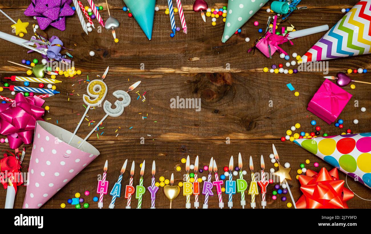 Top view of decoration birthday copy space. Happy birthday for ...
