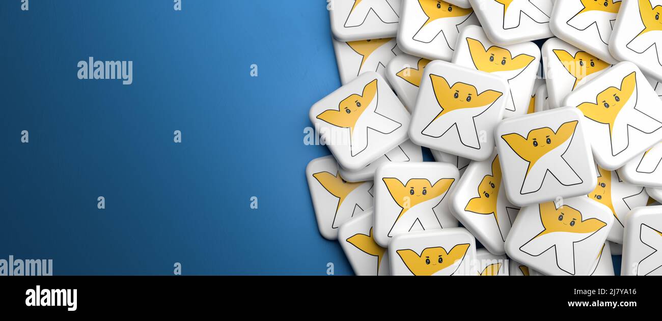 Logos of the cloud based Web Content Management System Wix on a heap on ...