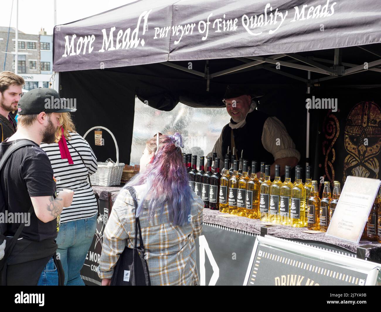 Pop up stall selling Mead, Brixham Pirate Festival 2022, Devon, UK ...