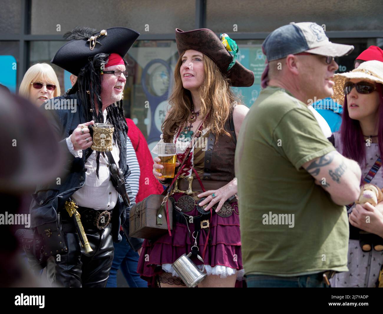 Man and woman dressed as pirates at the Brixham Pirate Festival 2022 ...