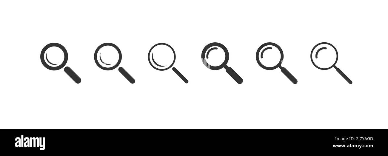 Flat design search symbol set. Vector search icons - magnifying glass ...