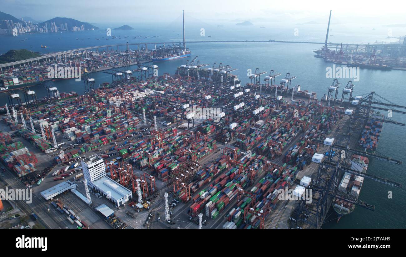 Kwai Chung container pier, one of commercial pier in Hong Kong Stock ...