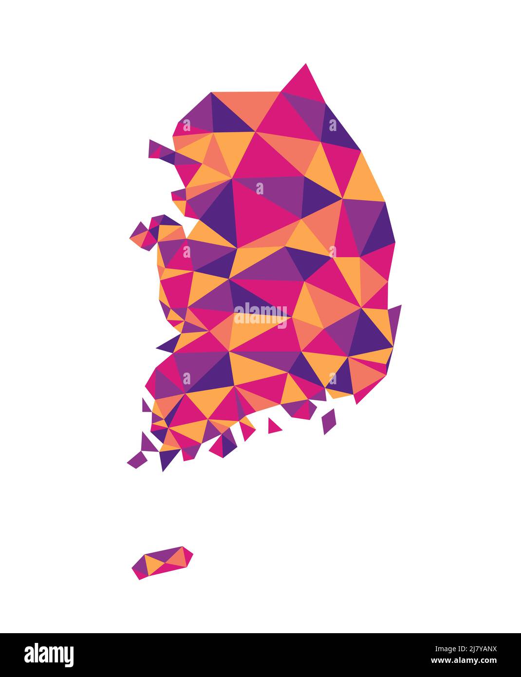 South Korea polygon map. Low poly trendy style vector map of South ...