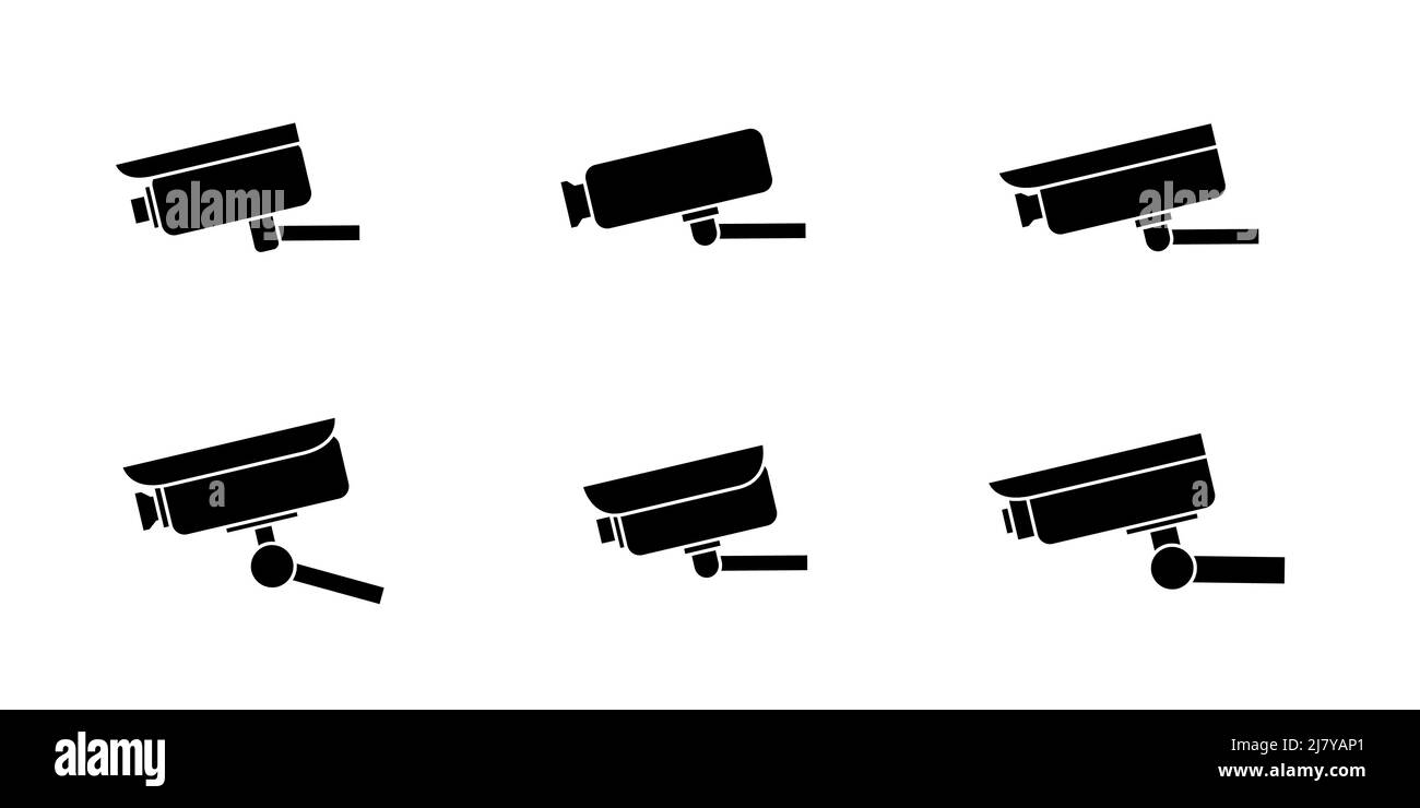 Video surveillance icon set. Vector security camera flat black icons Stock Vector Image & Art ...