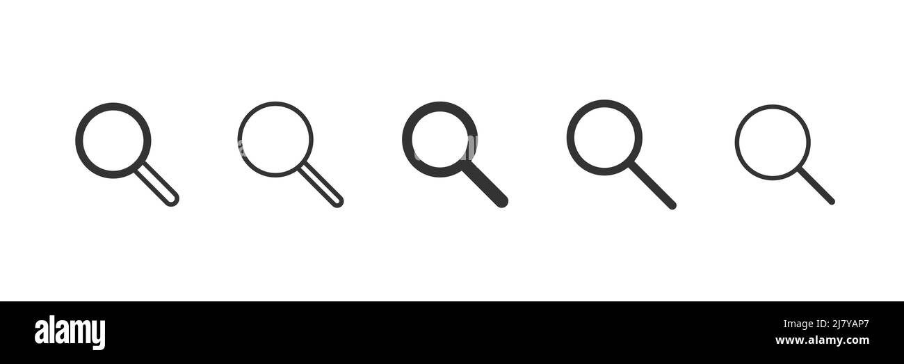 Flat design search symbol set. Vector search icons - magnifying glass ...