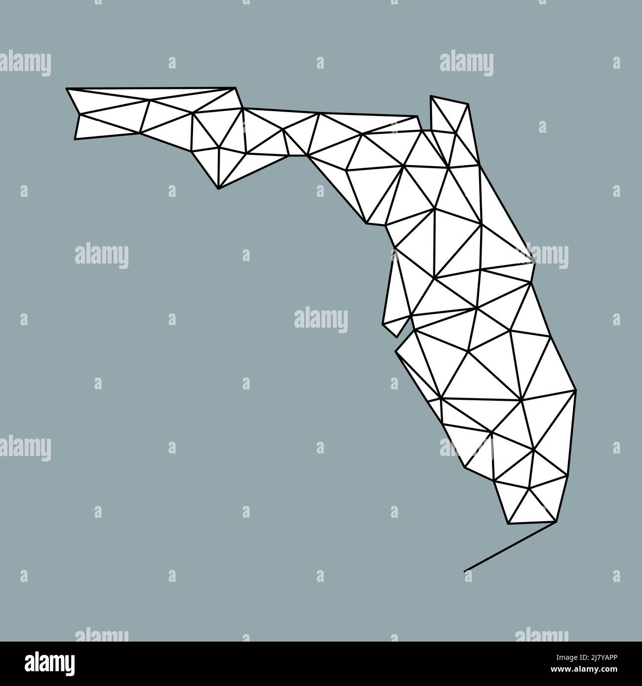 Florida state simple polygon map. Low poly trendy style vector map of ...