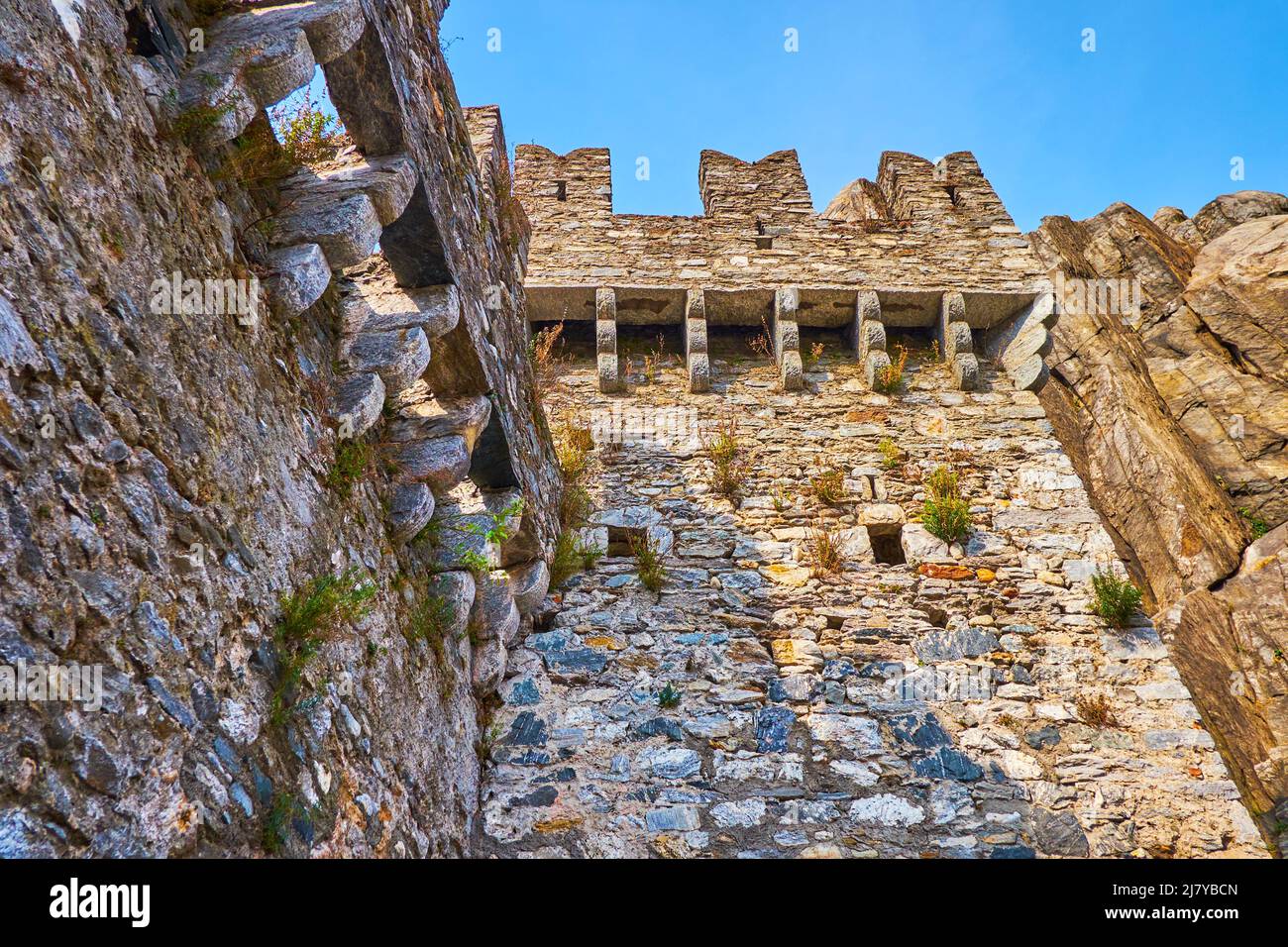 The medieval stone tower of Castelgrande fortress, Bellinzona ...