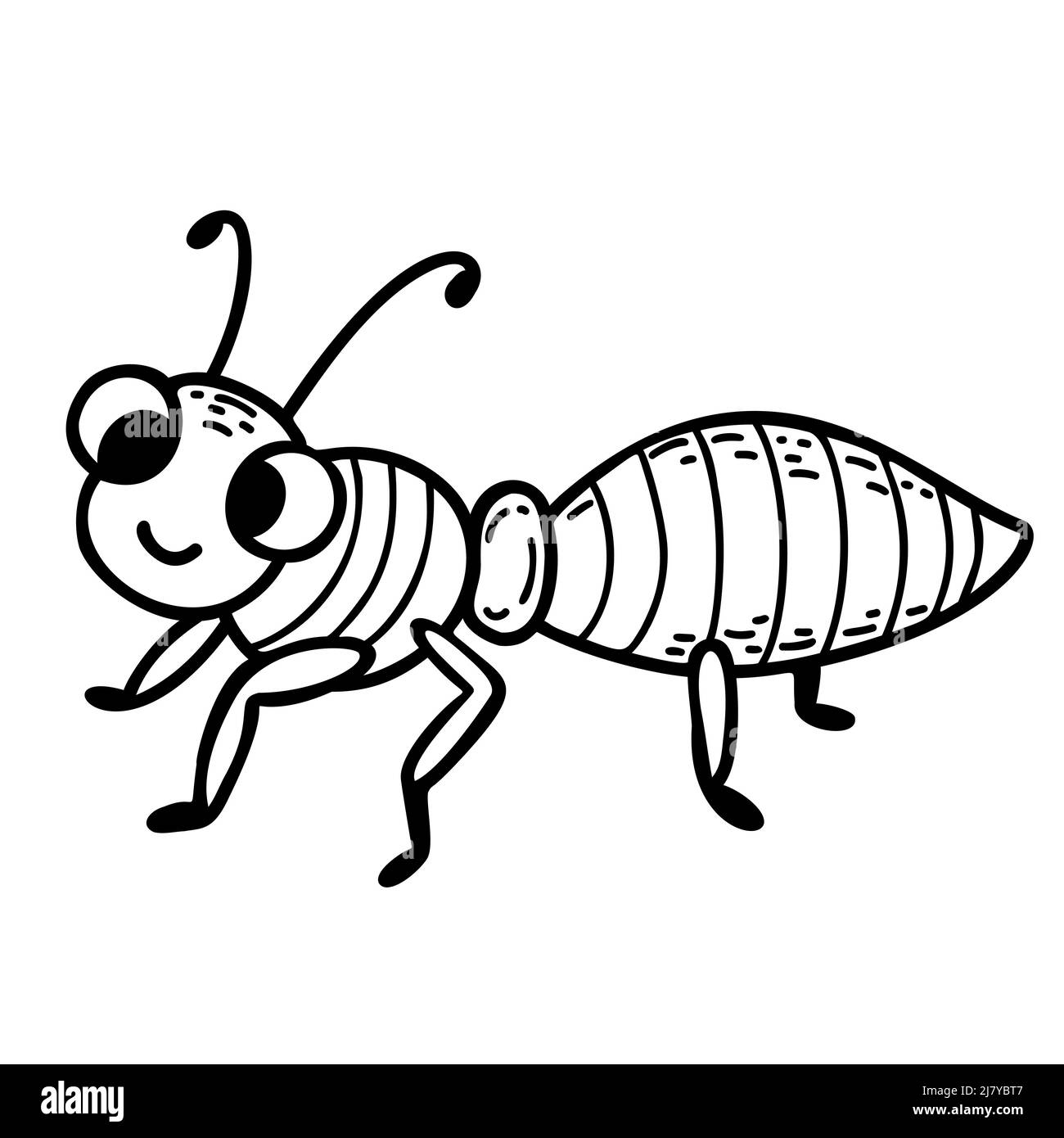 Cute ant character. Linear hand drawn doodle. Vector illustration ...