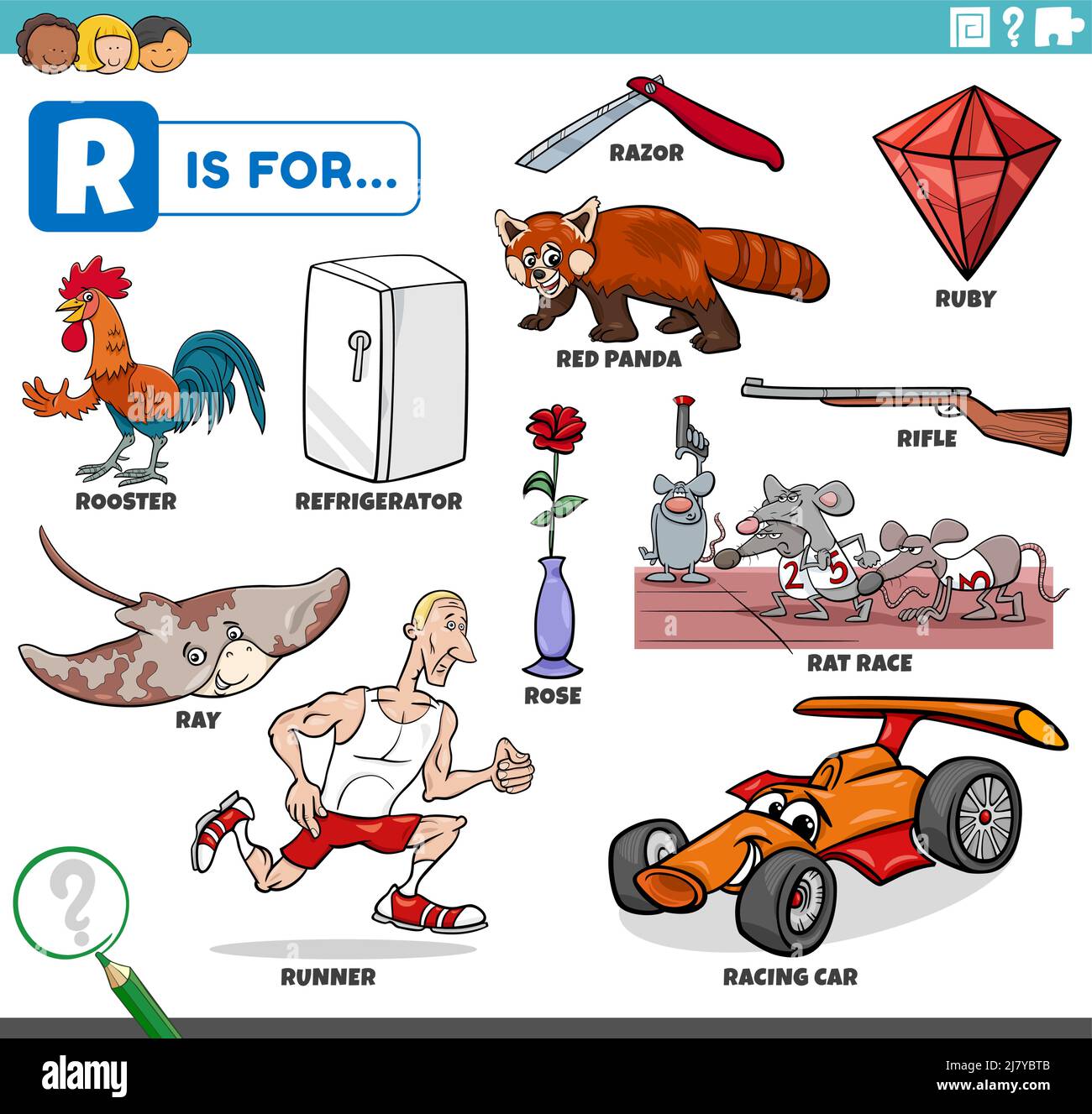 educational cartoon illustration for children with comic characters and ...