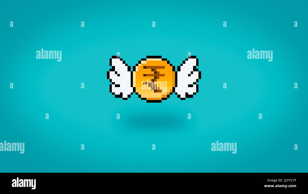 Pixel Rupee coin with wings background - high resolution 8 bit ...