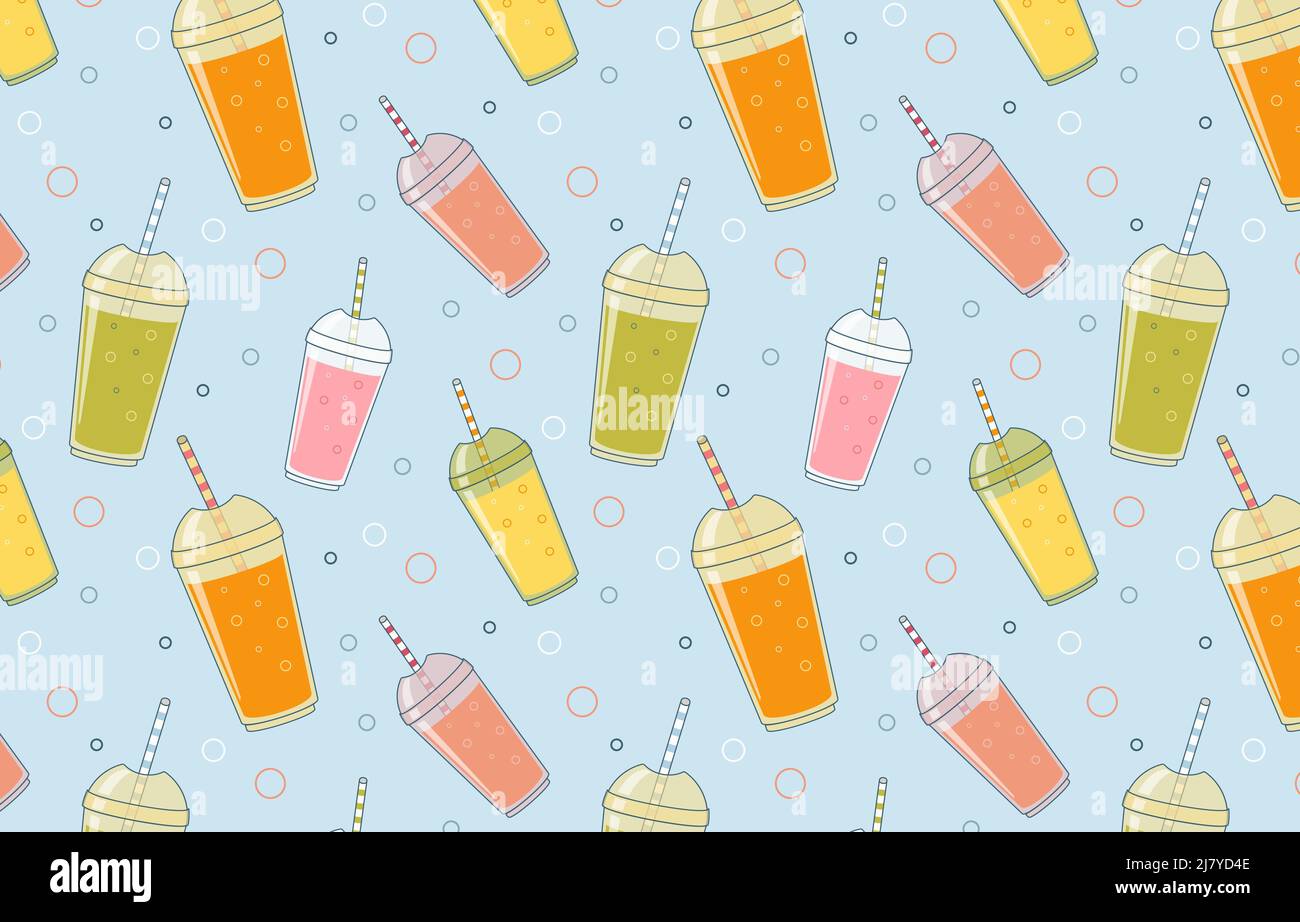 Pattern with fruit cocktails in plastic cups Stock Vector Image & Art ...