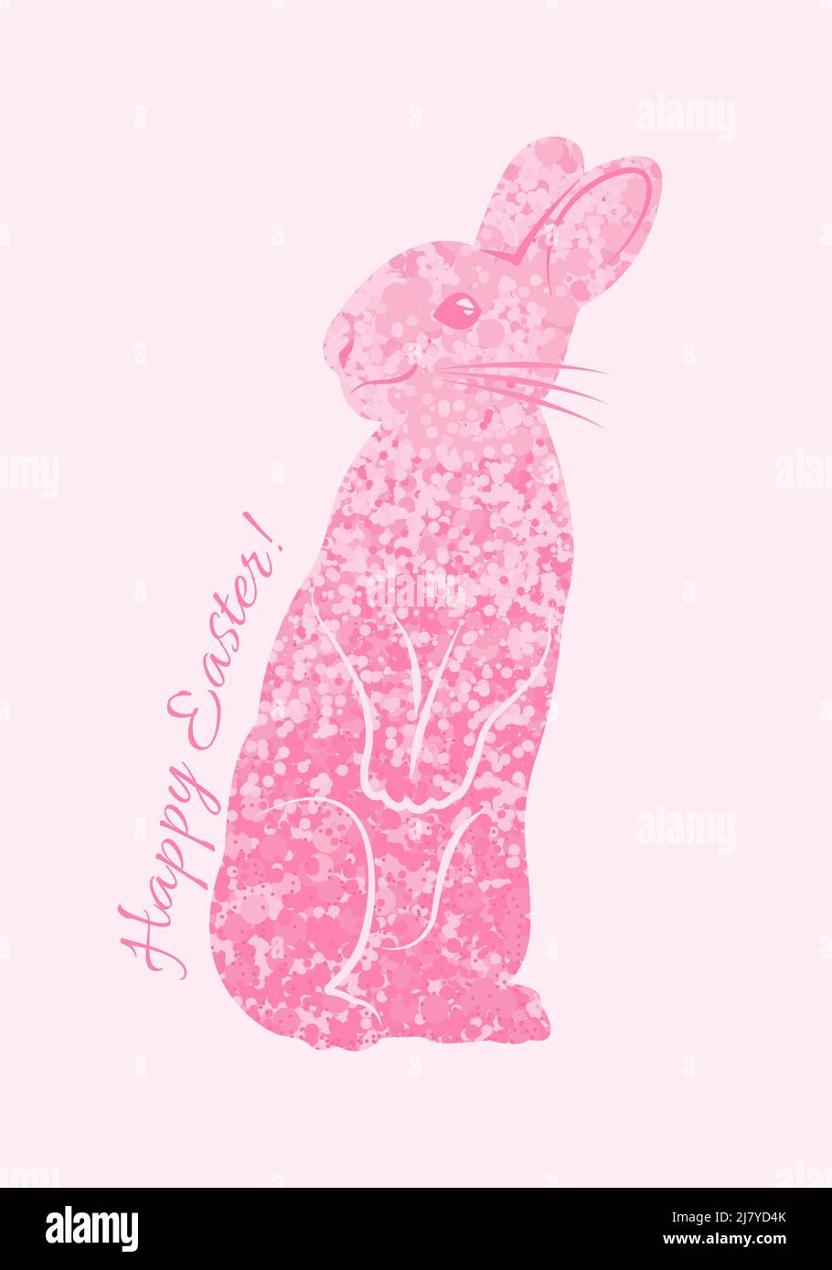 Easter greeting card with pink rabbit silhouette Stock Vector Image ...