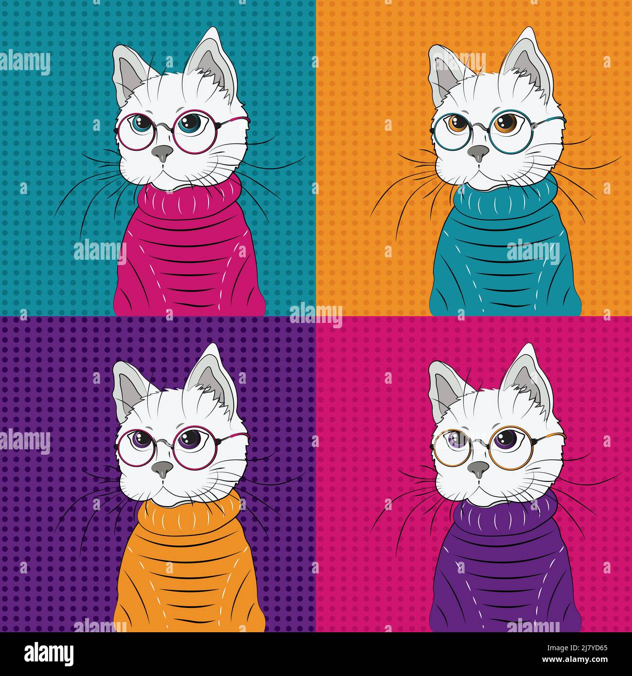 Beautiful white cat in pop art style Stock Vector Image & Art - Alamy