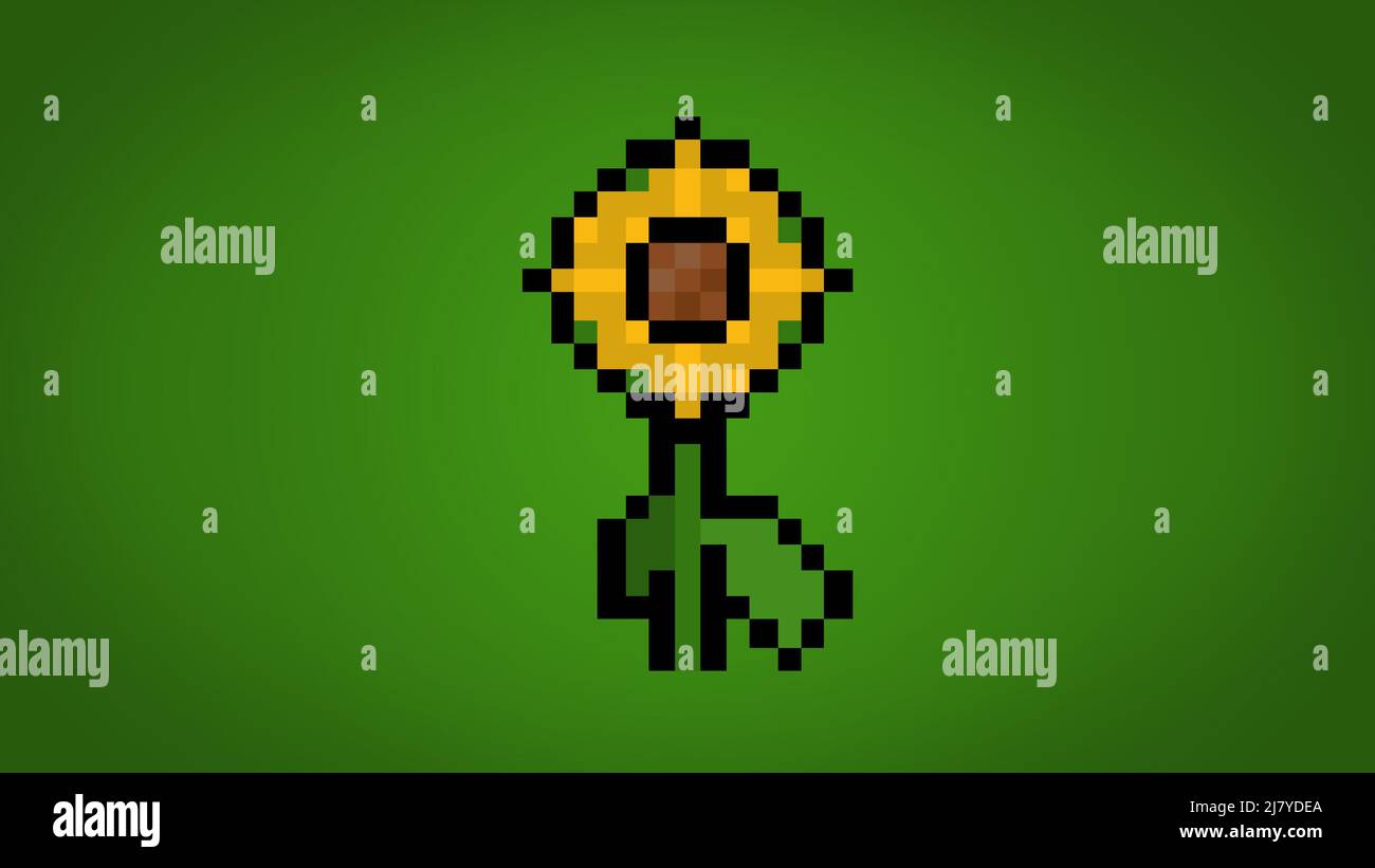 Pixel Sunflower background - high resolution 8 bit wallpaper Stock ...