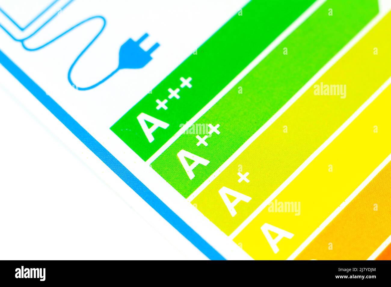 European Union Energy Label on white background. Macro picture Stock ...