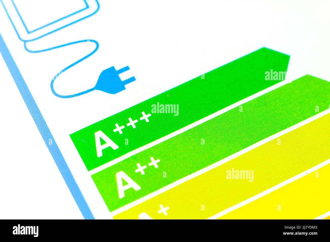 European Union Energy Label on white background. Macro picture Stock ...