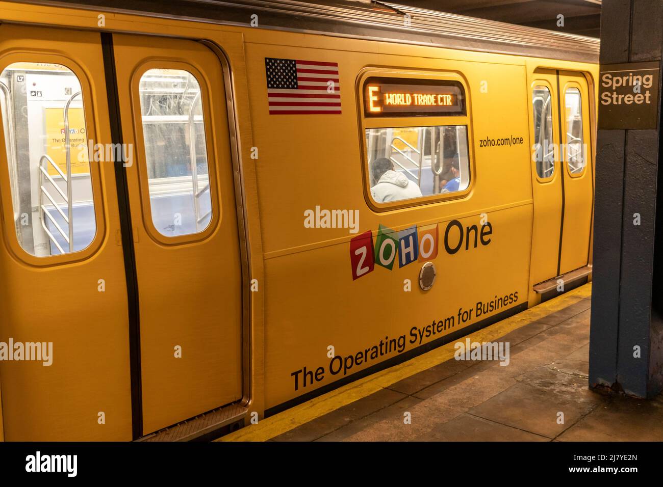 A NYCTA subway train is wrapped in advertising for the technology ...