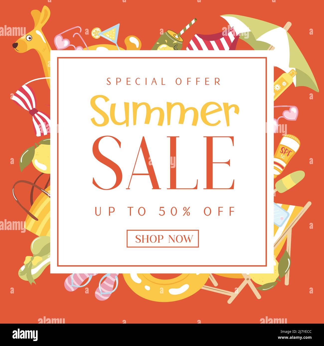 Summer super sale banner with sun umbrellas on background. Vector ...